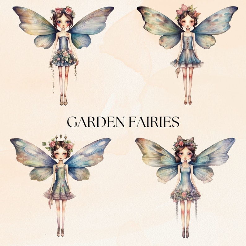 Garden Fairy Clipart Pack, Magical Flower Fairies Clip Art, Forest Fae ...