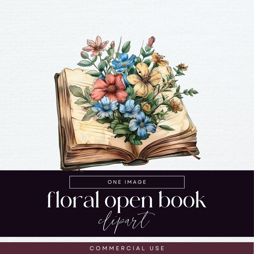 Flower Open Book Clipart, Reading Clip Art, Transparent PNG, Floral ...