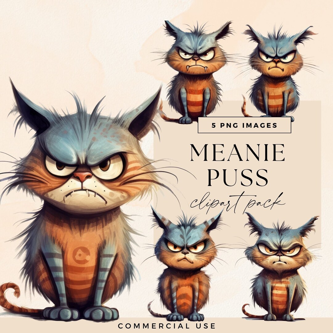 Mean Ginger Kittens Clip Art, Watercolor Orange Tabby Cat Clipart ...