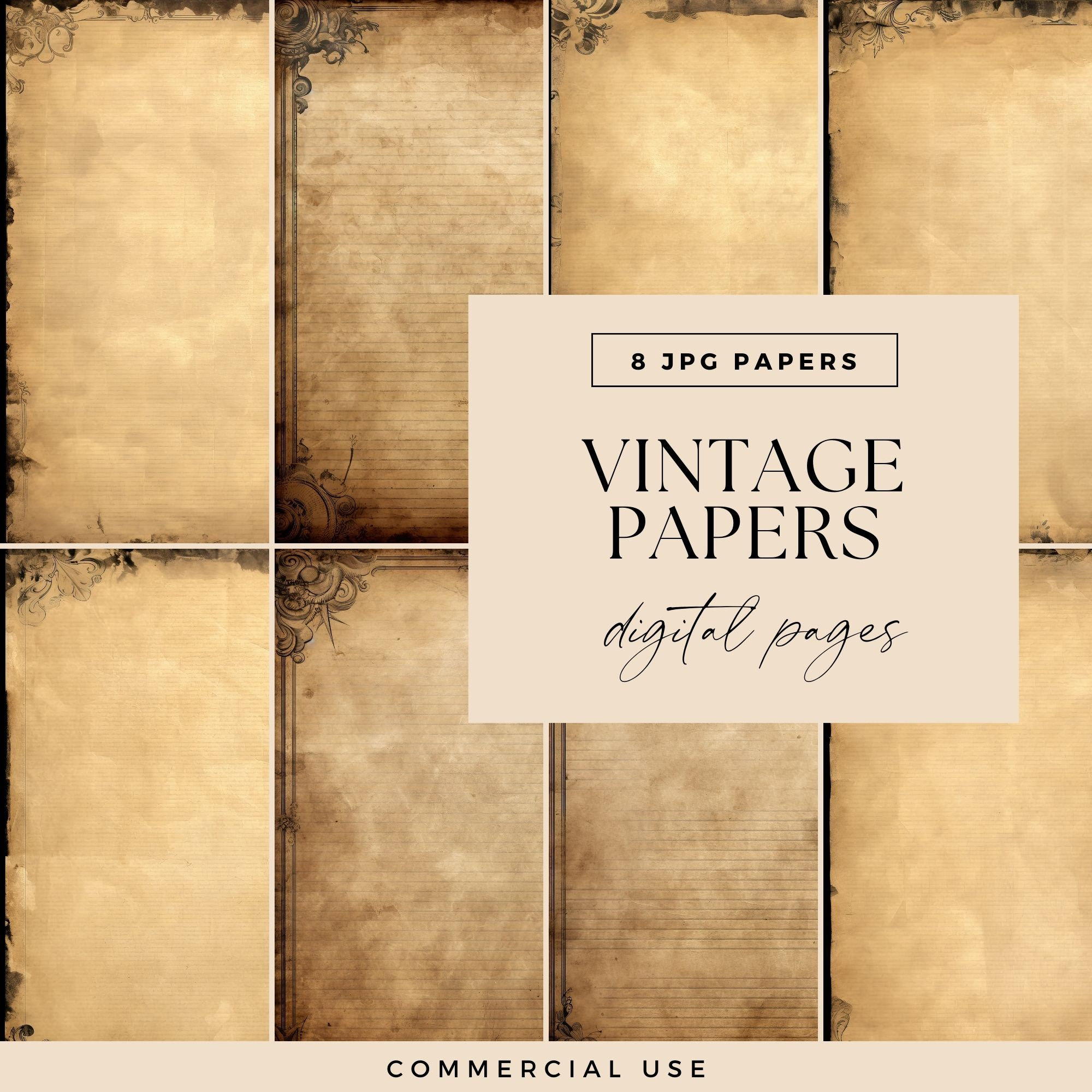 Vintage Digital Papers, INSTANT DOWNLOAD, Aged Papers, Worn Junk ...