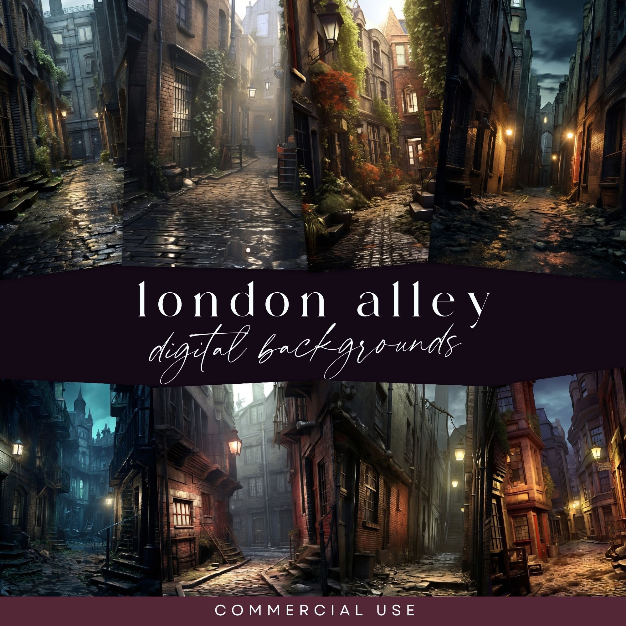 Street Digital Backdrop, London Alley Scene, Brick Roads Background ...