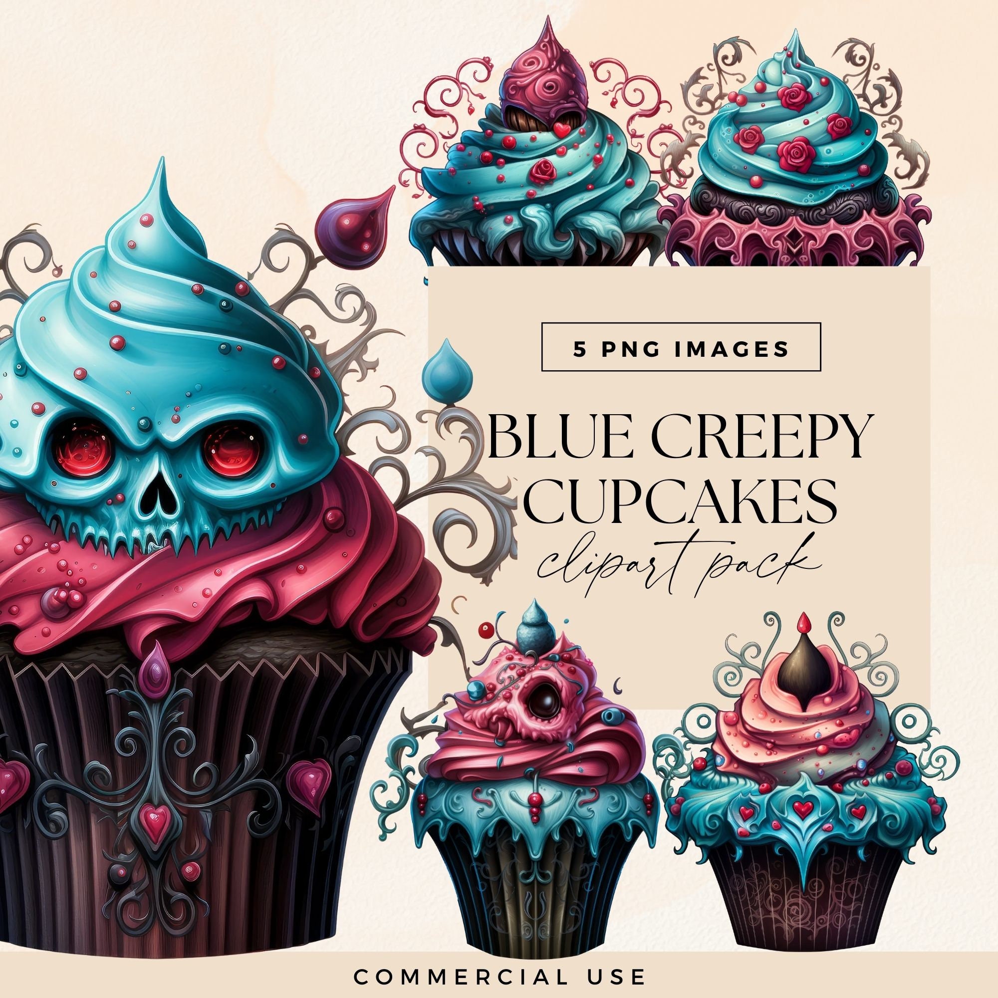 Gothic Birthday Cupcake Clipart, Transparent PNG, Creepy Party ...