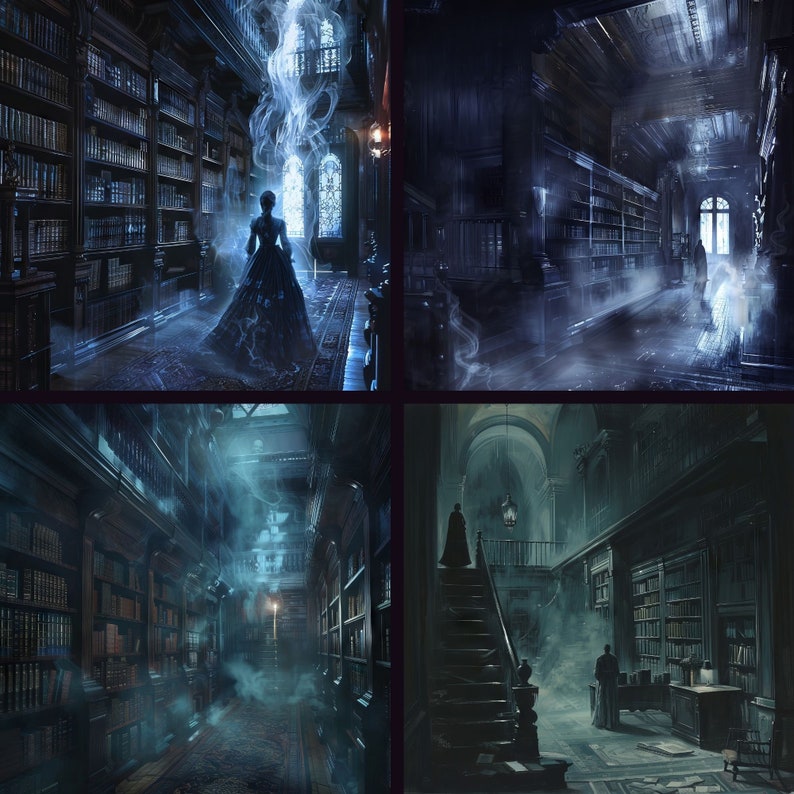 Spooky Library Junk Journal, Dark Backdrop Paper, Digital Download ...