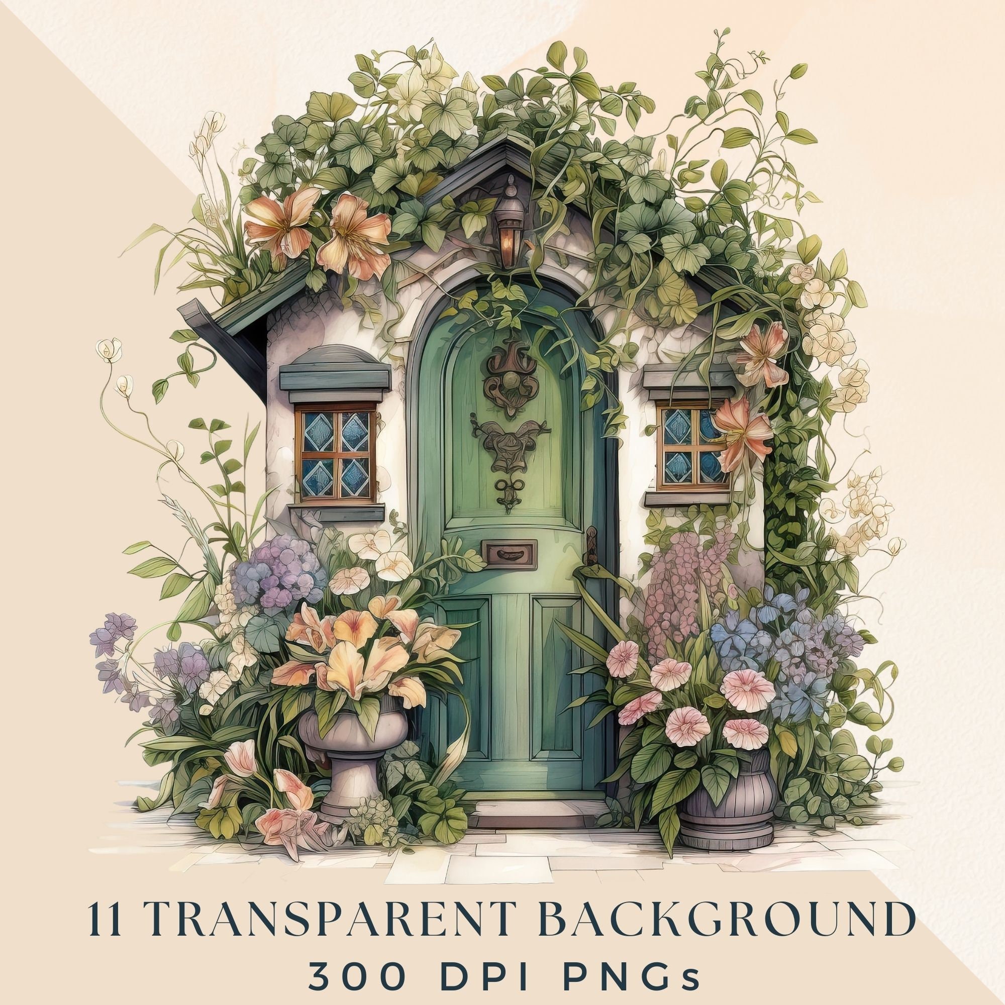 Fairy Door Clipart Bundle, Secret Garden Clip Art, Watercolour PNG ...