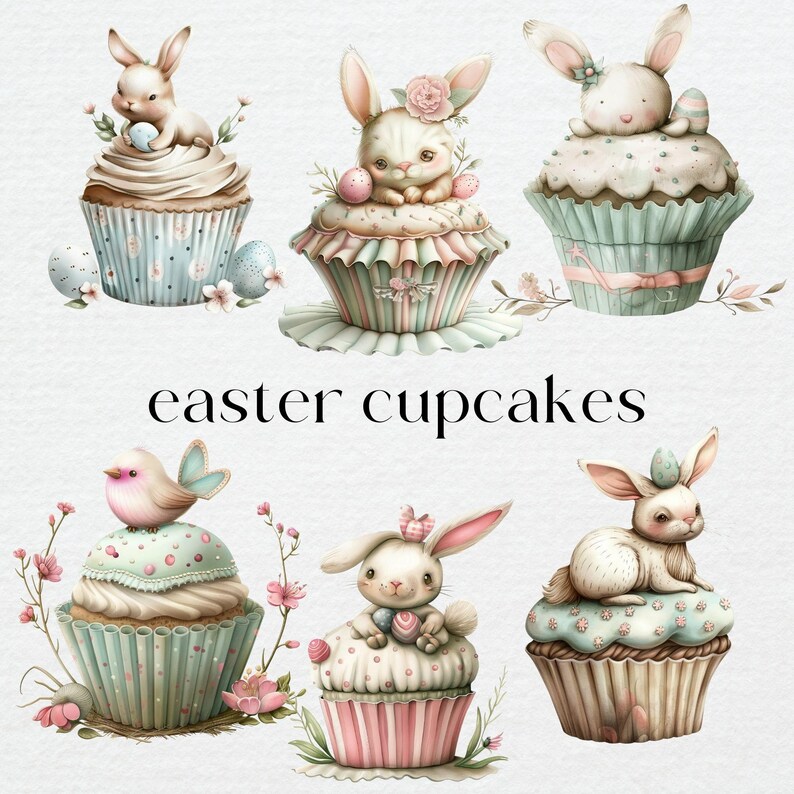 Watercolour Easter Cupcake Clipart, Transparent PNG, Pastel Easter ...