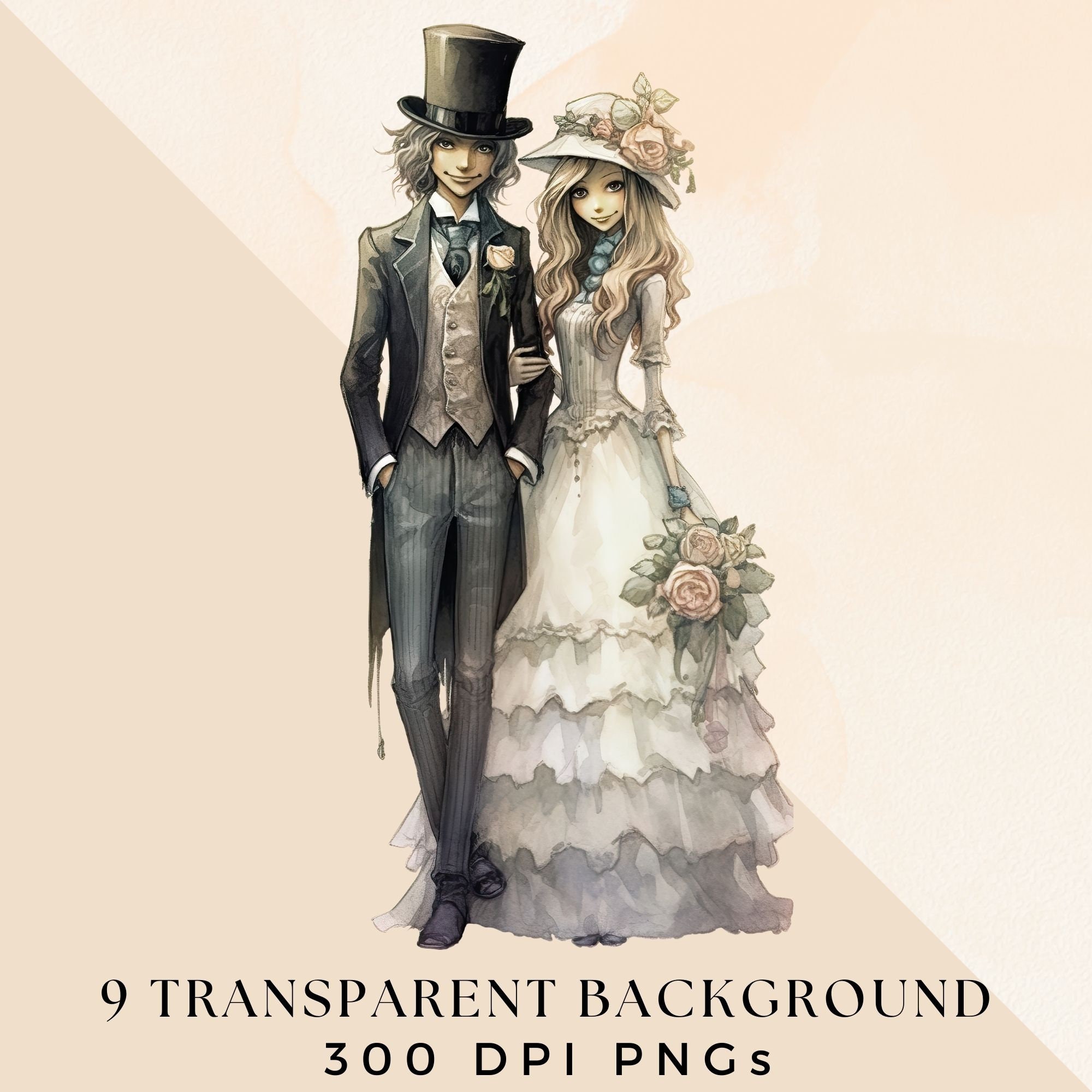 Victorian Wedding Clipart, DIGITAL DOWNLOAD, Wedding Day Illustrations ...