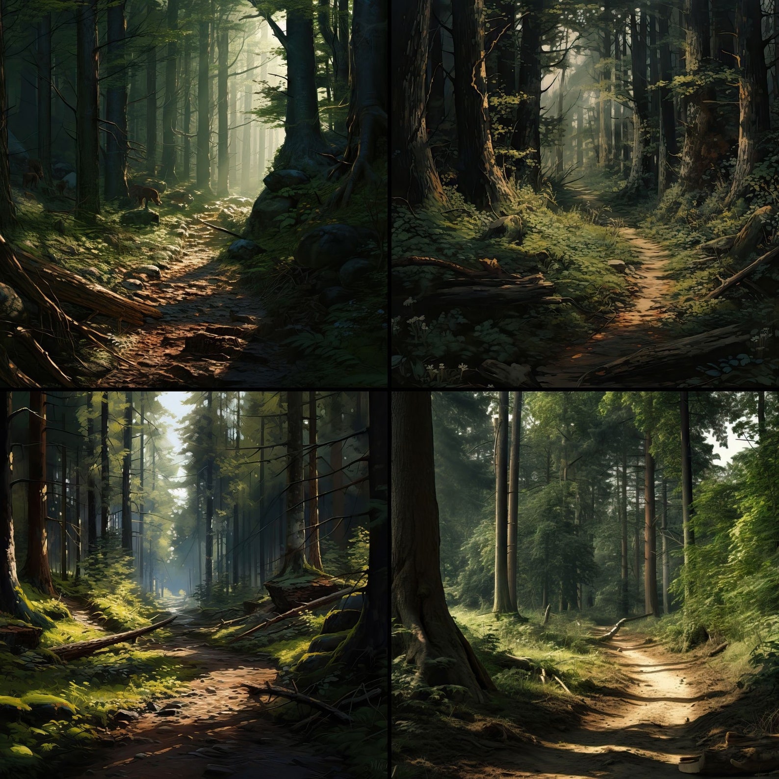 Forest Path Digital Backdrop, Nature Scene Background, Artist ...