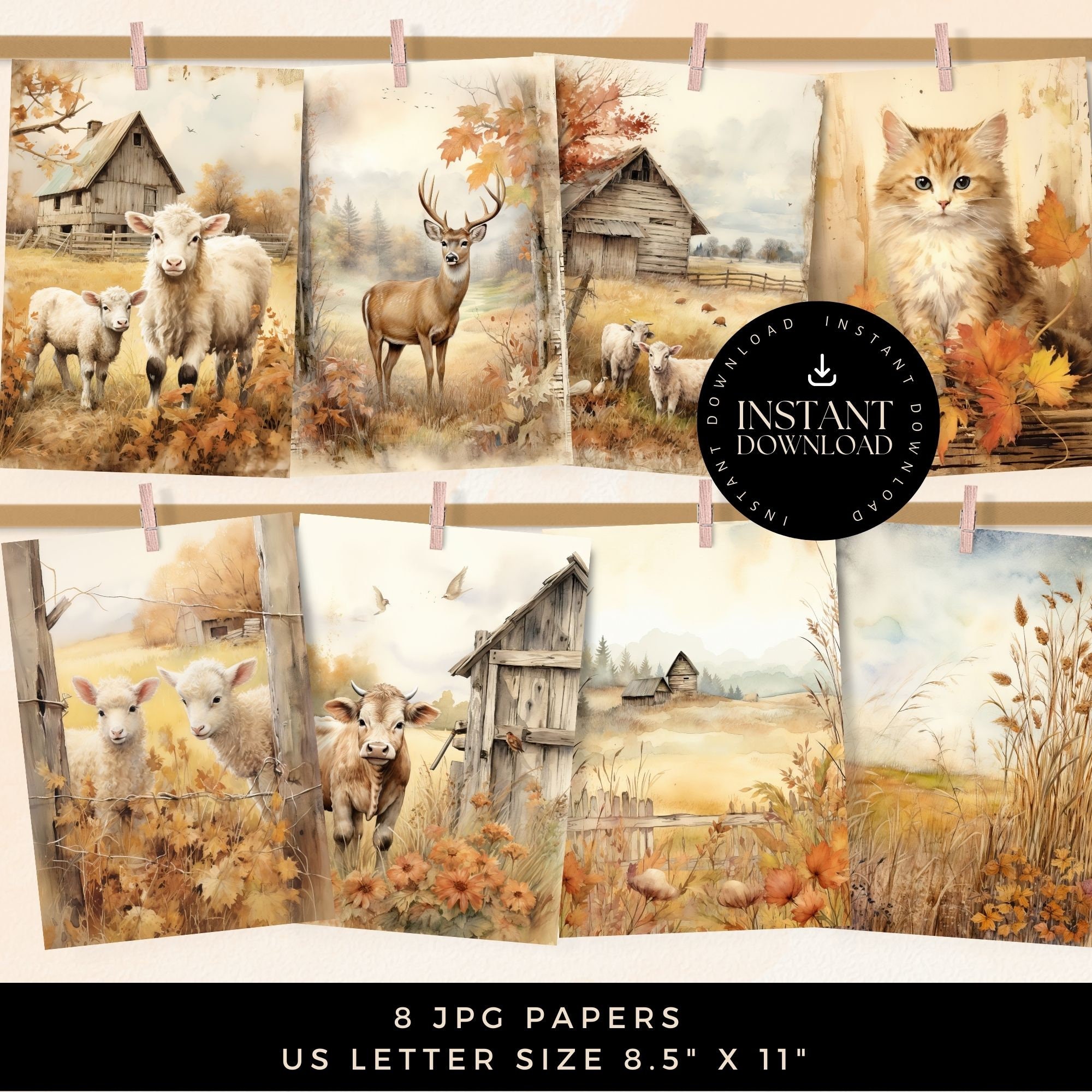 Farm Junk Journal Kit, Autumn Ranch Pages, Digital DOWNLOAD, Fall ...
