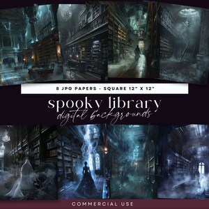 Spooky Library Junk Journal, Dark Backdrop Paper, Digital Download ...