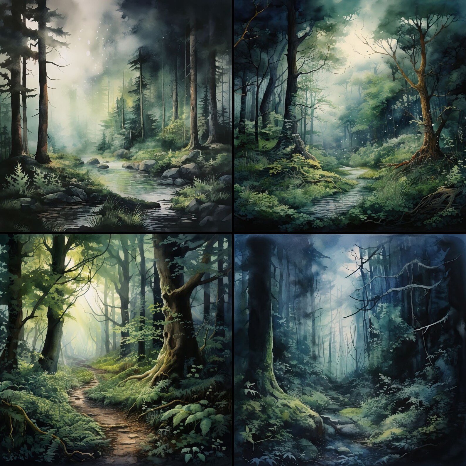 Forest Path Digital Backdrop, Nature Scene Background, Artist ...