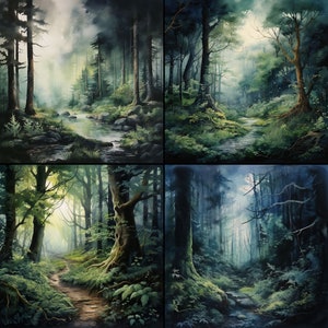 Forest Path Digital Backdrop, Nature Scene Background, Artist ...