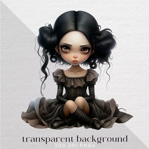 Whimsical Girl Clipart Pack, Transparent PNG, Sweet Quirky Paper Doll ...