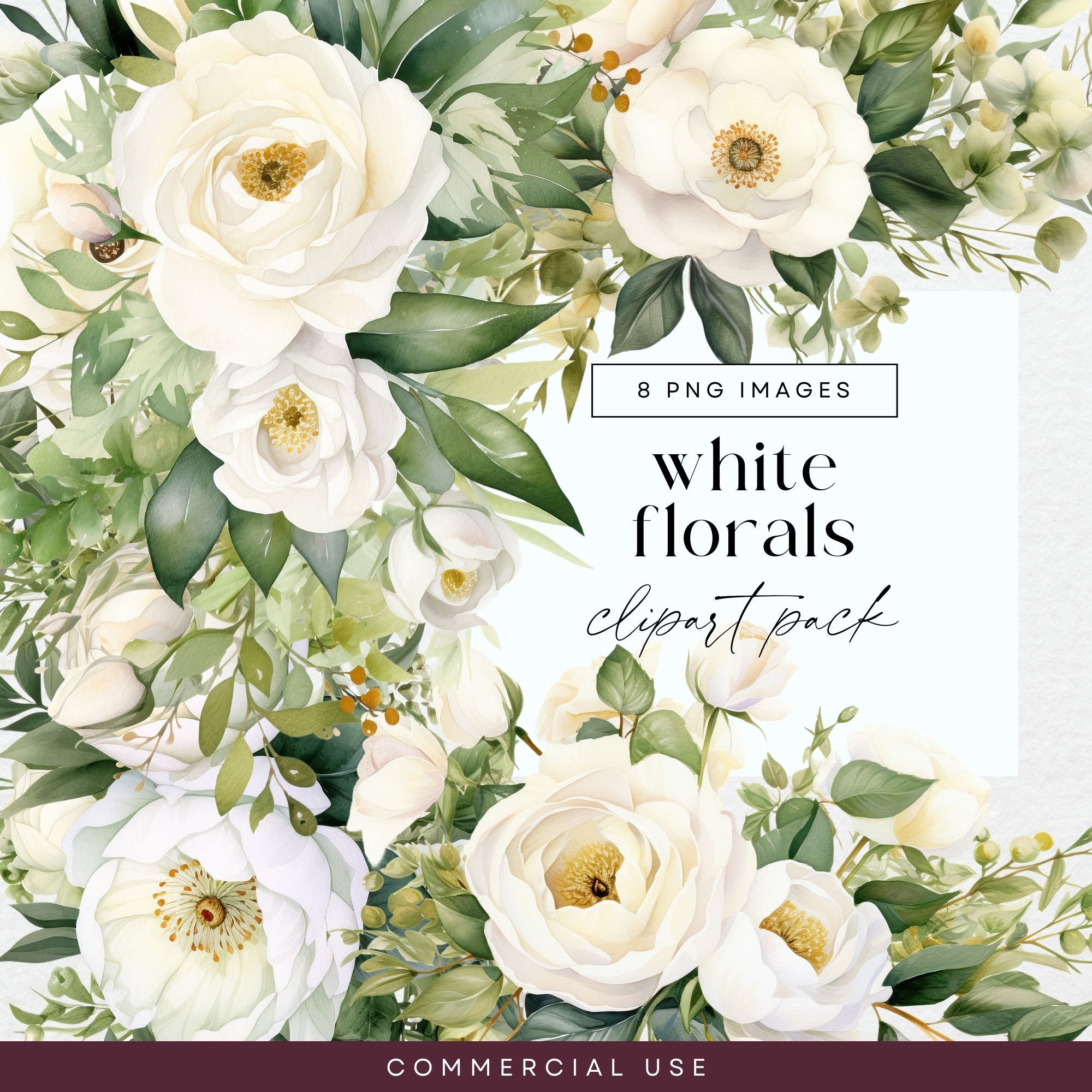 White Wedding Floral Bouquet Clipart, PNG, Invite Flower Illustrations ...