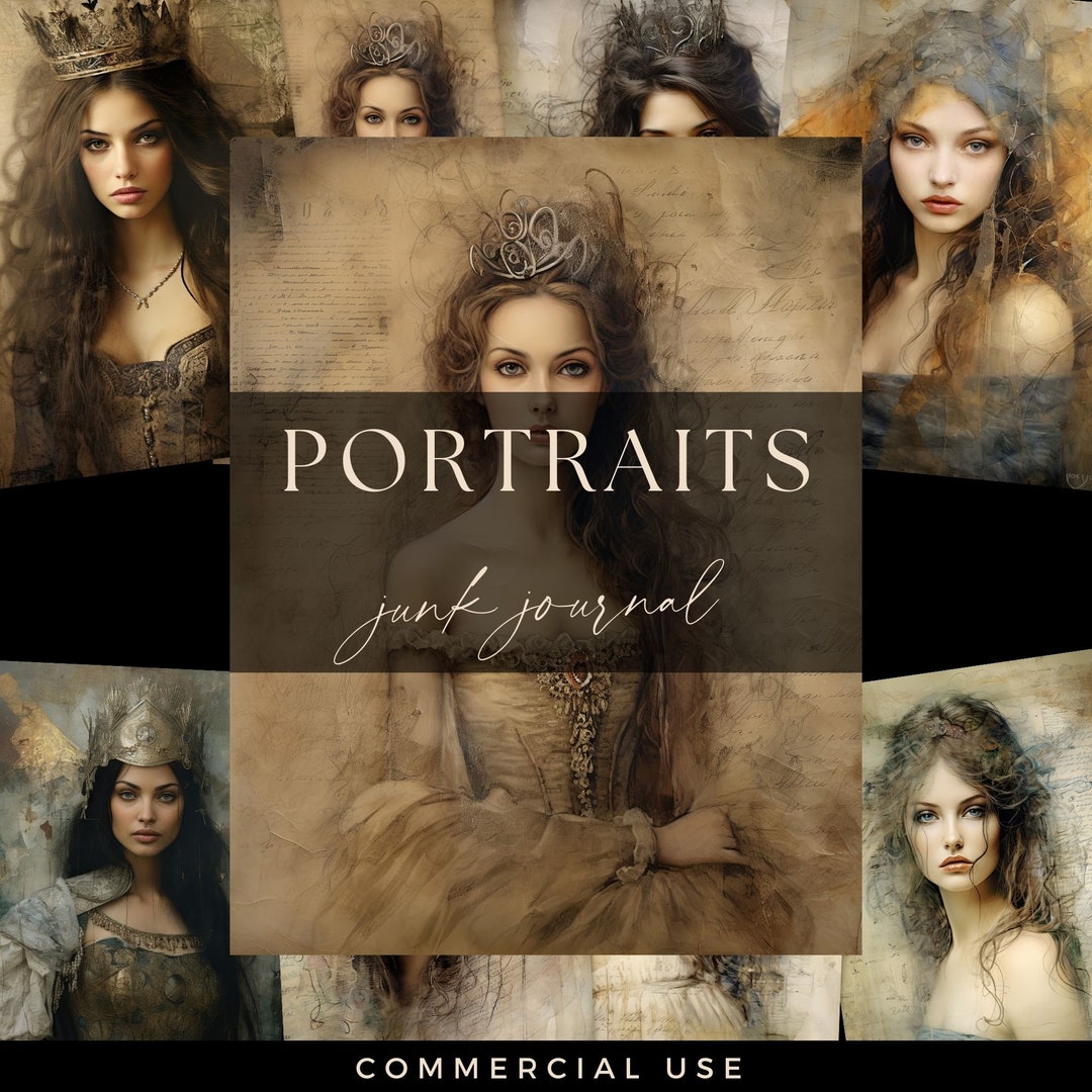 Faces Junk Journal, Portrait Scrapbooking Paper, Digital Download ...