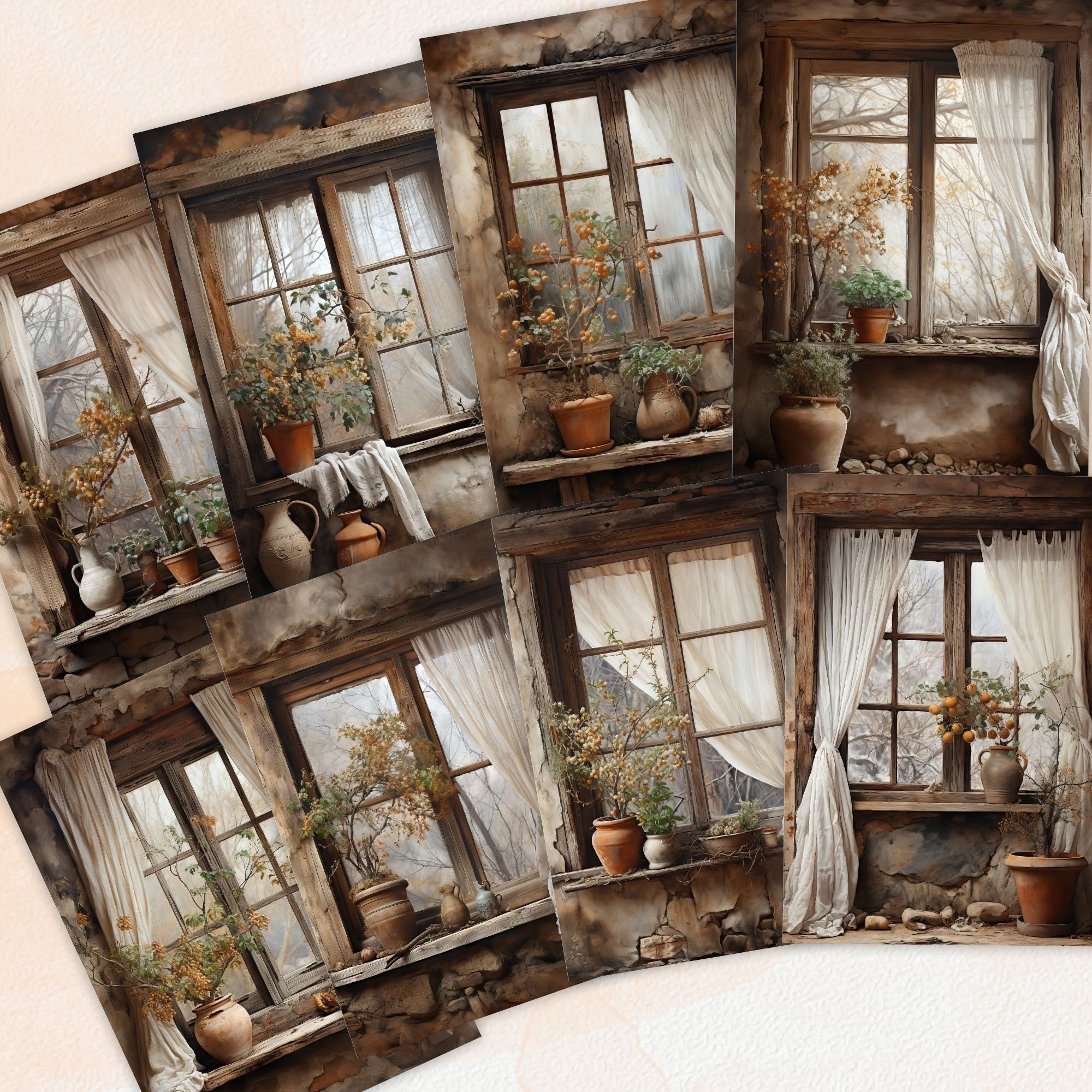 Rustic Vintage Windows Backgrounds INSTANT DOWNLOAD Grunge - Etsy