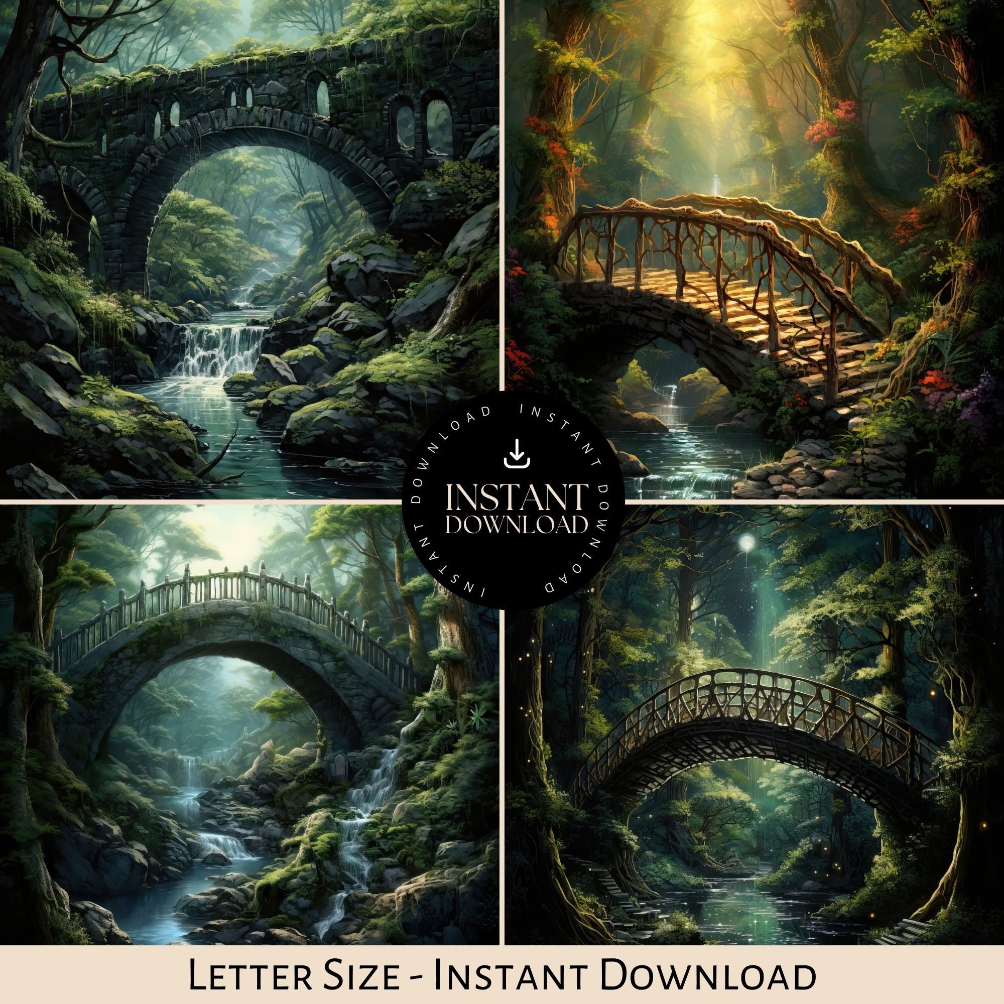 Forest Bridges Digital Download, Enchanted Background, Magical ...