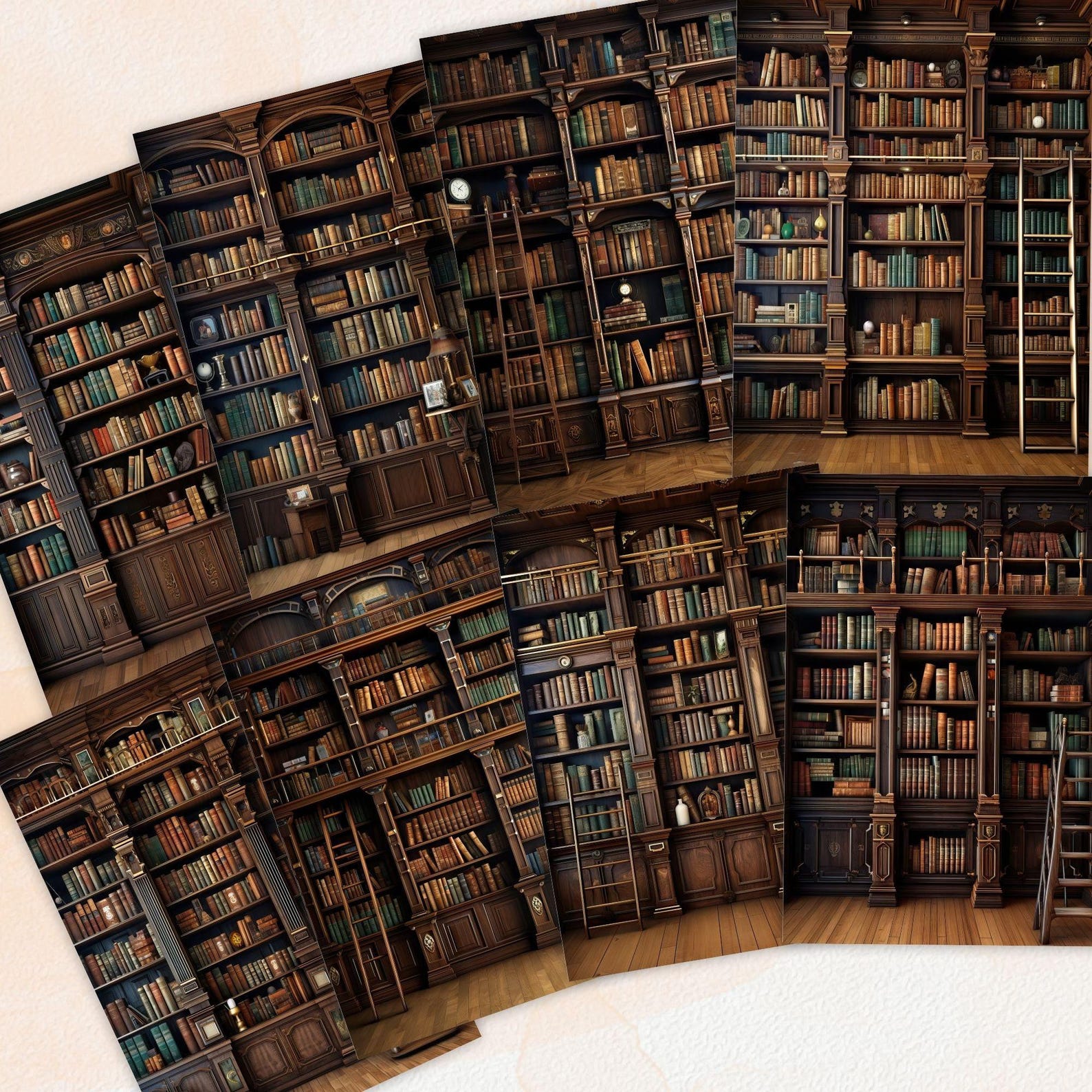 Library Digital Papers, Reading Room Printable, Scrapbooking, Book ...