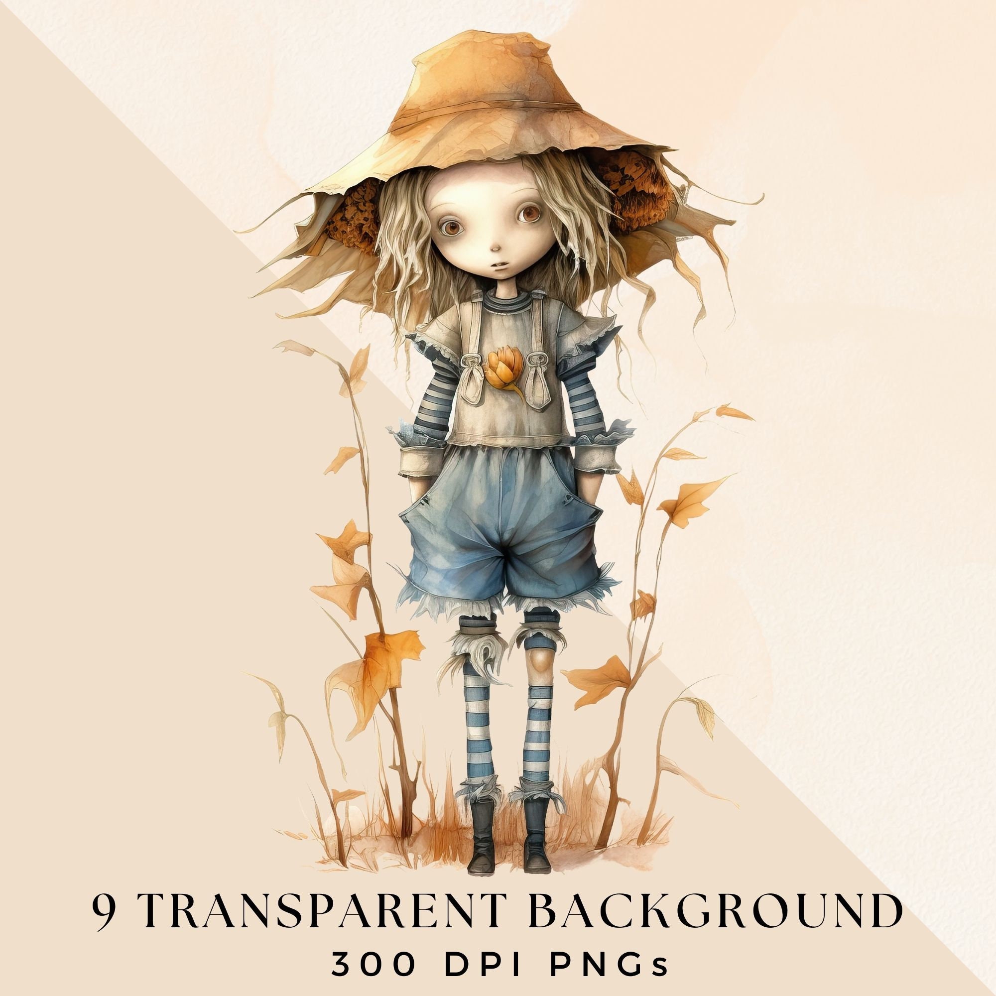 Clipart Scarecrow Girls, Transparent PNG, Fall Field Dolls Clip Art ...