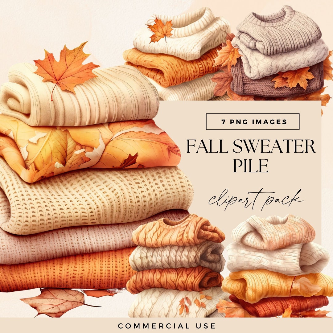 Fall Sweater Clipart Bundle, Autumn Leaves Sweater Clip Art ...