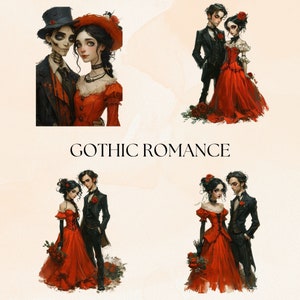 Gothic Valentine Clipart, Victorian Dark Romance Clip Art Pngs ...