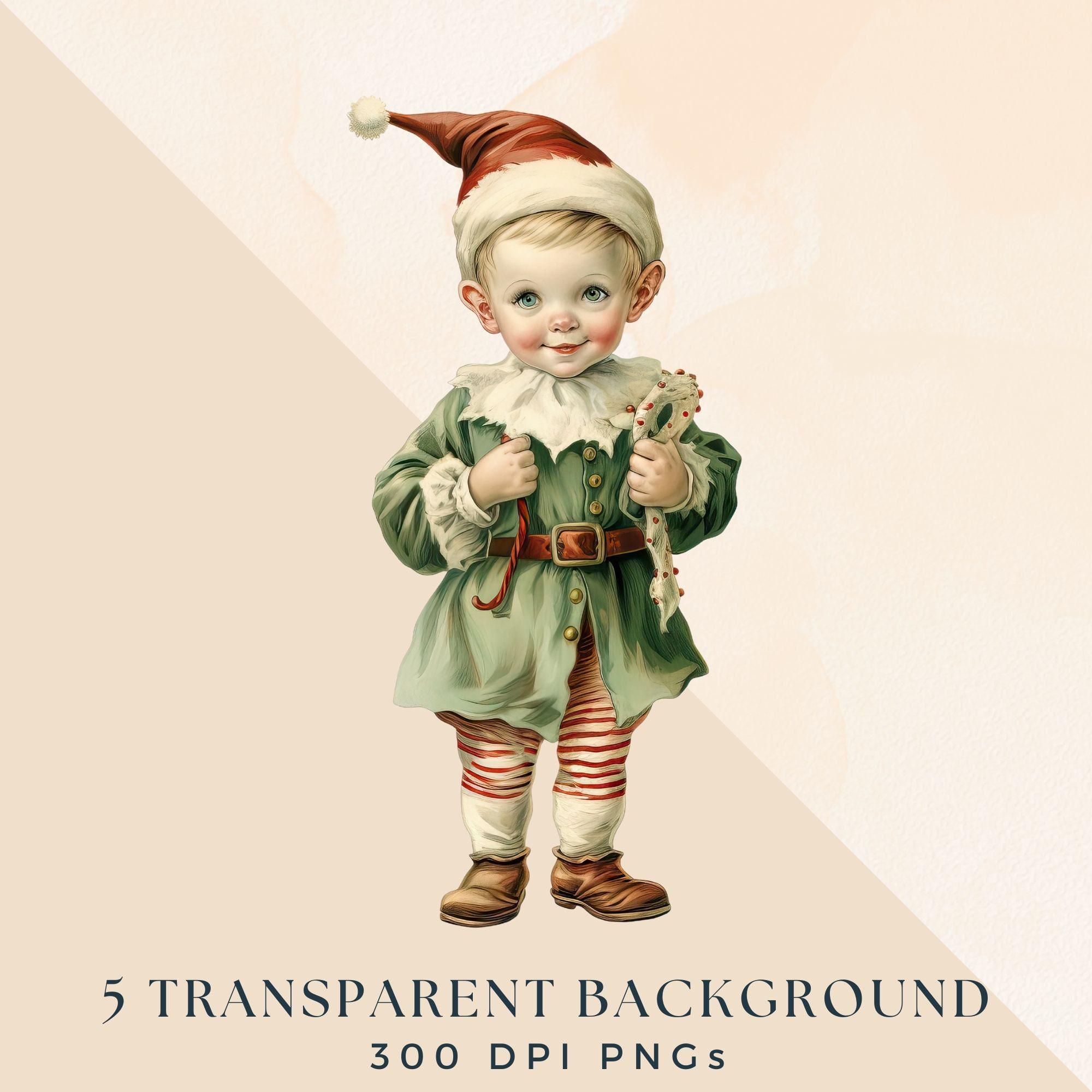 Cute Christmas Elves Clipart Png, Xmas Elf Clip Art, Vintage Festive ...