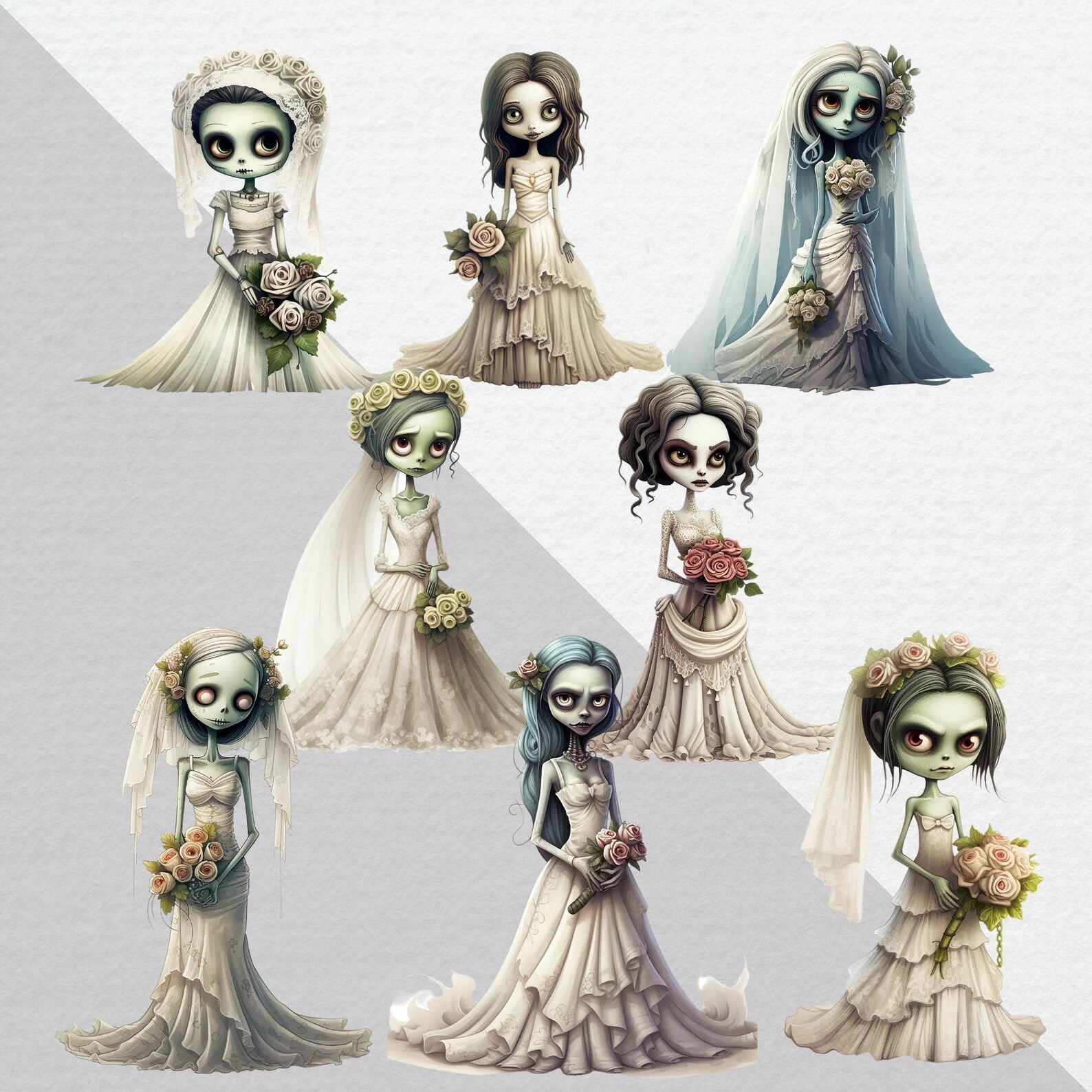 Zombie Bride Clipart, Transparent PNG, Creepy Clip Art, Spooky Junk ...