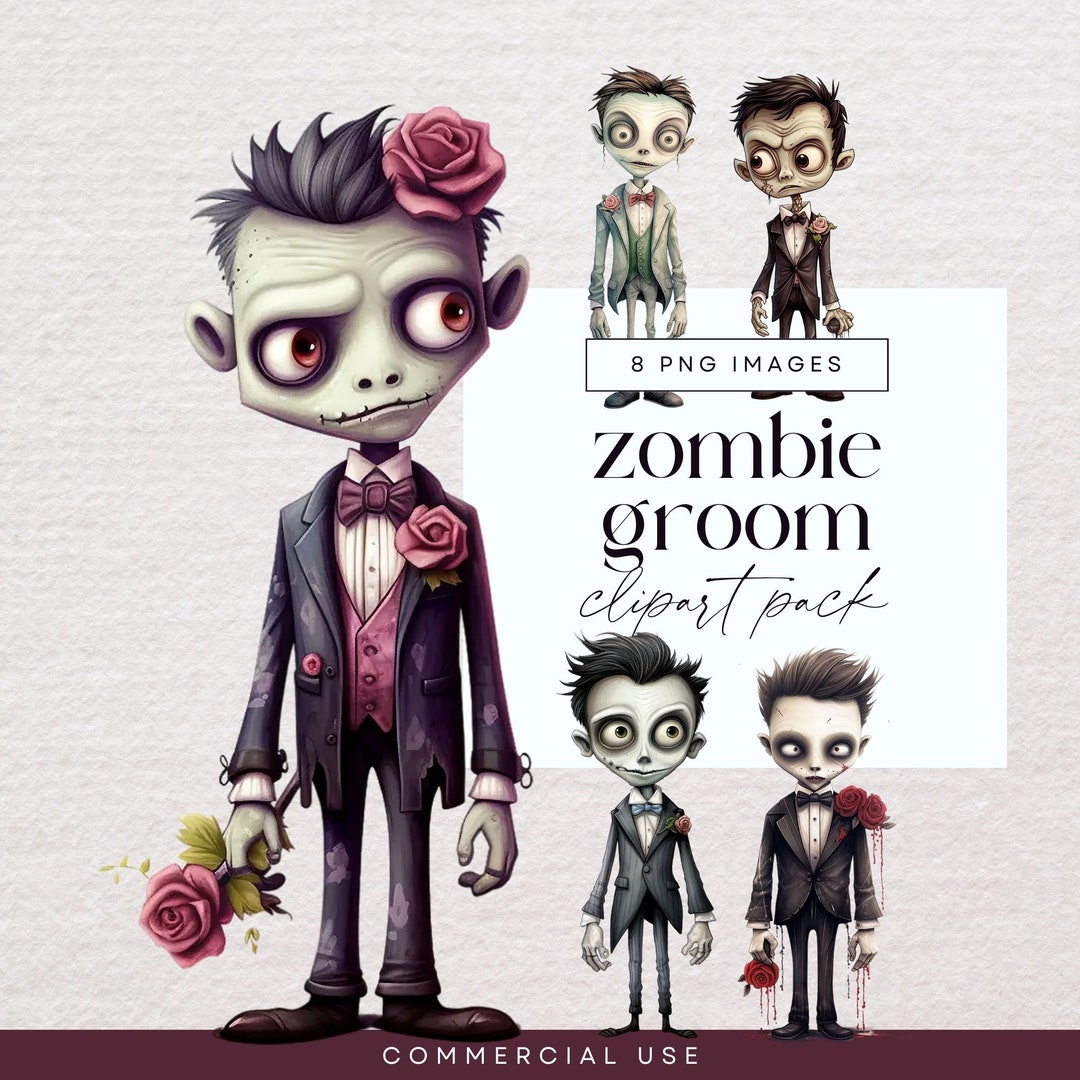 Zombie Groom Clipart, Transparent PNG, Creepy Clip Art, Spooky Junk ...