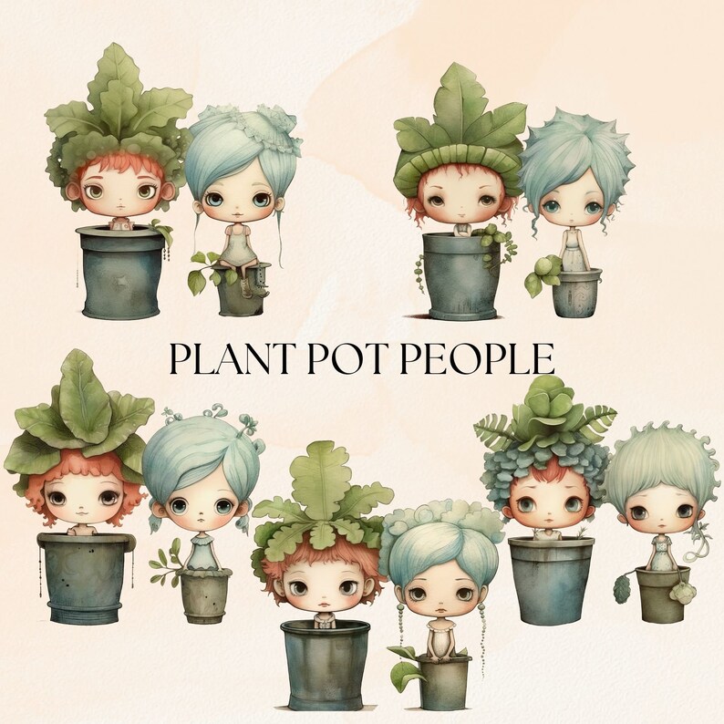 Plant Pot People Clip Art Clipart Pack, Transparent Pngs, Garden ...