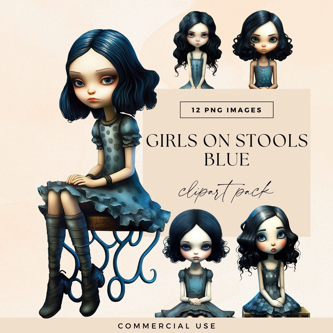 Gothic Doll Clipart, Transparent PNG, Creepy Girl Stool Clip Art, Junk ...