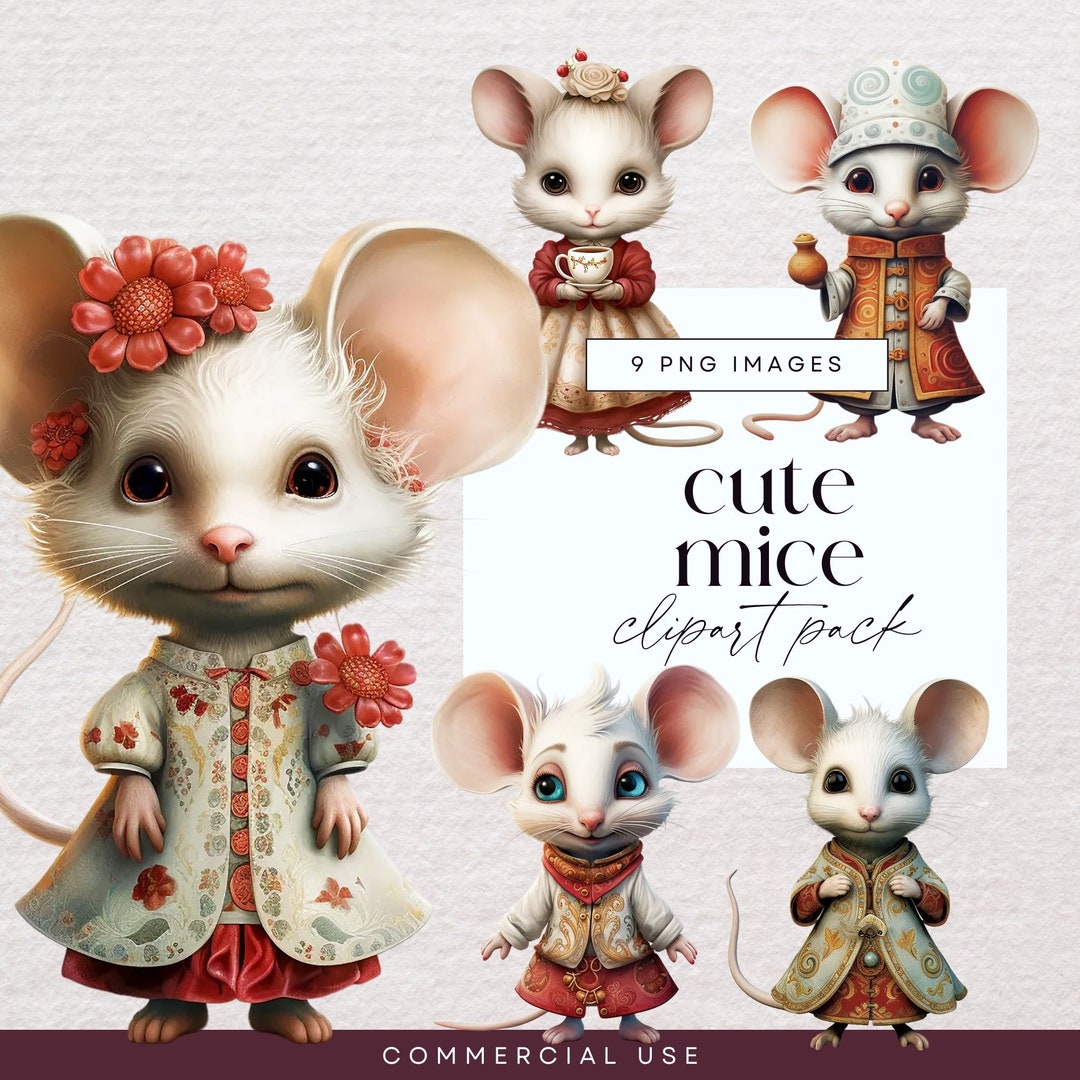 Funny Mouse Clipart, Whimsical Mice Clip Art, Transparent PNG, Cute ...