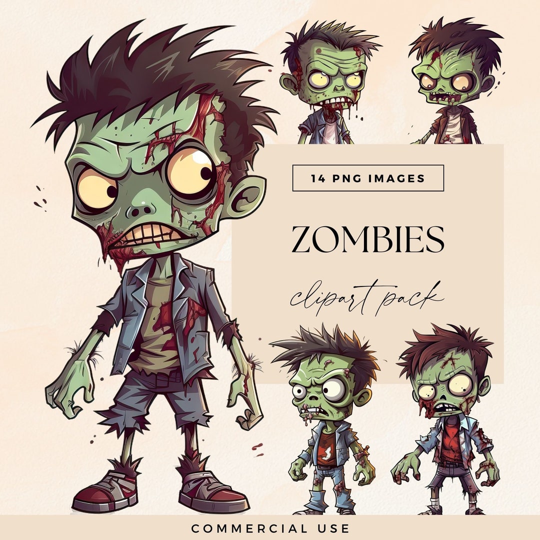 Clipart Bundle Zombie, Halloween Characters Clip Art Pack, Horror ...