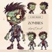 Clipart Bundle Zombie, Halloween Characters Clip Art Pack, Horror ...