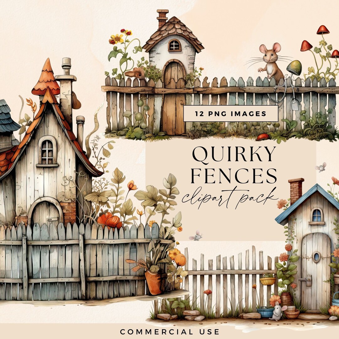 Spring Garden Fence Clipart, Transparent Pngs, Watercolor Cottage, Junk ...