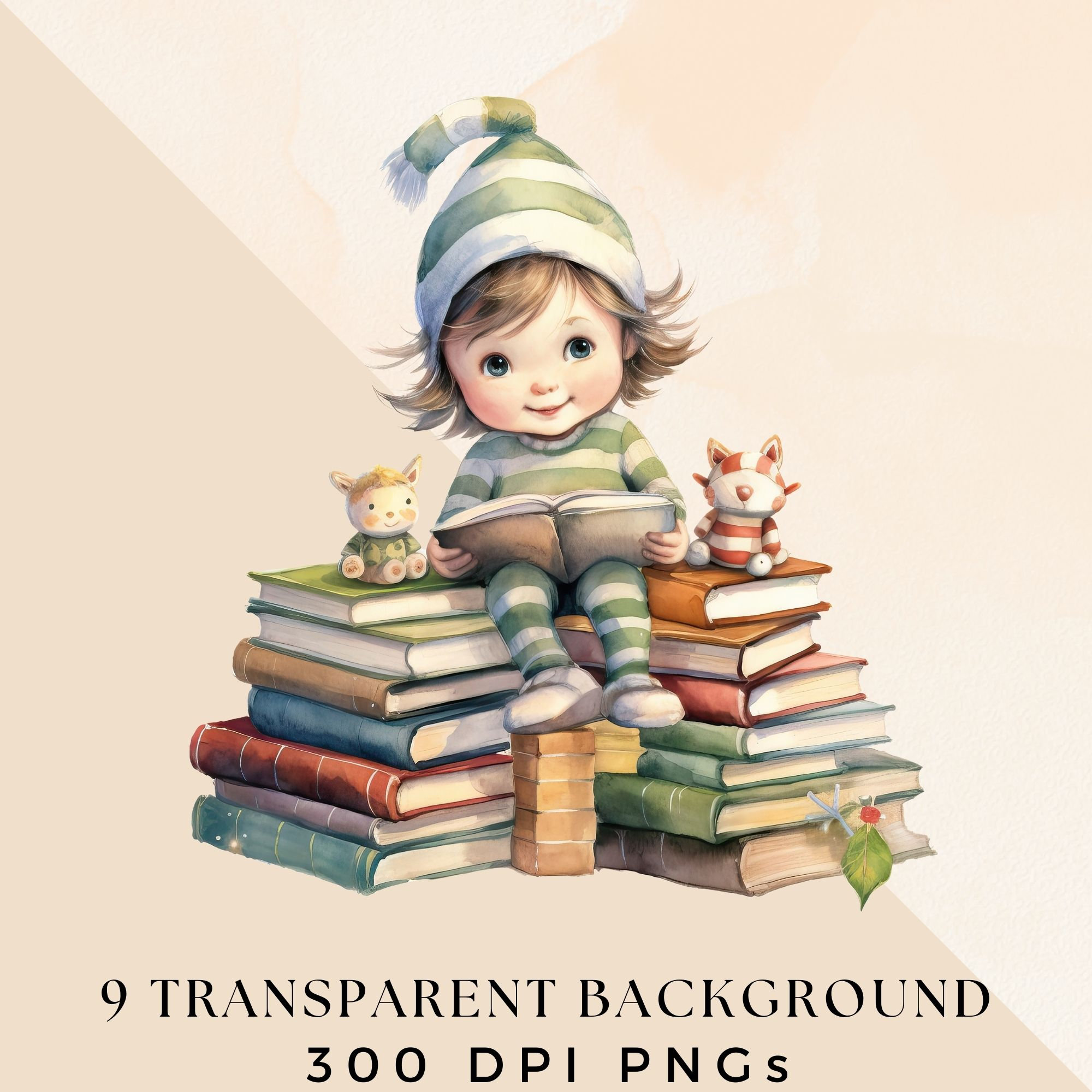 Christmas Books and Baby Clipart Pack, Xmas Invite Clip Art, Holiday ...