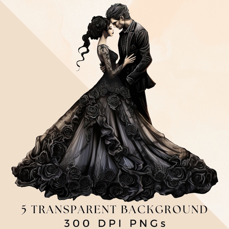 Dark Romance Wedding Clipart Pack, Transparent Pngs, Junk Journal ...