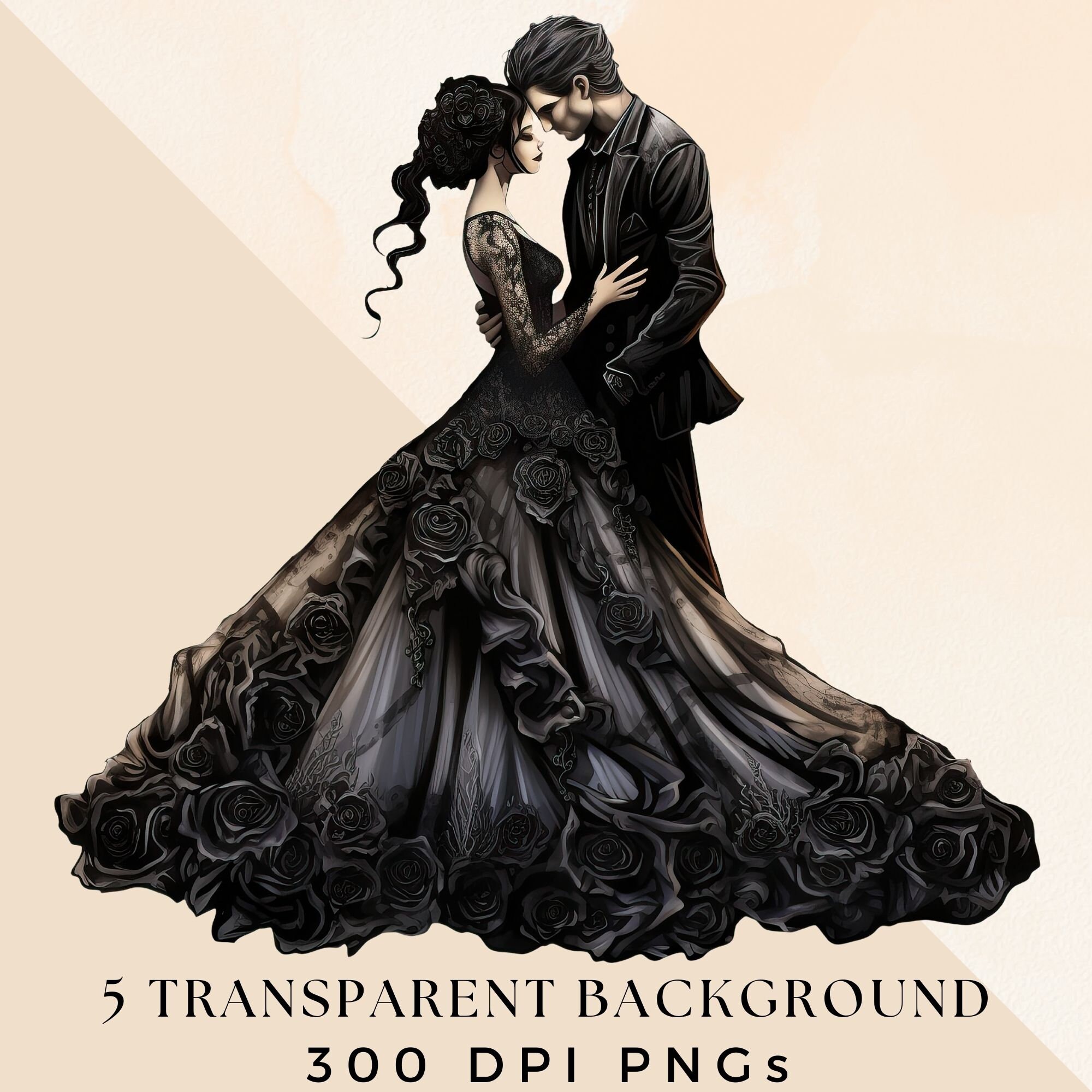 Dark Romance Wedding Clipart Pack Transparent Pngs Junk Journal