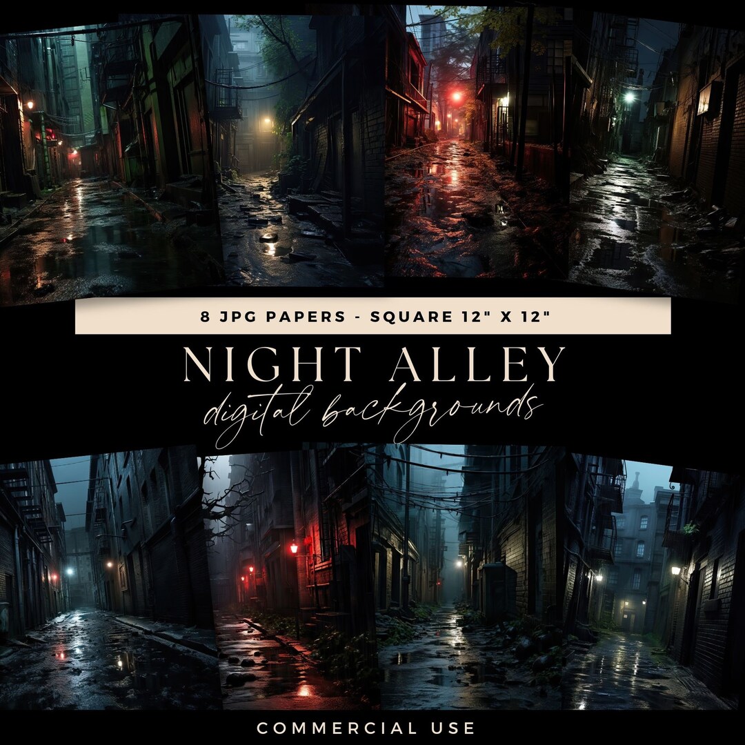 Street Digital Backdrop, Dark Alley Background, City Junk Journal ...