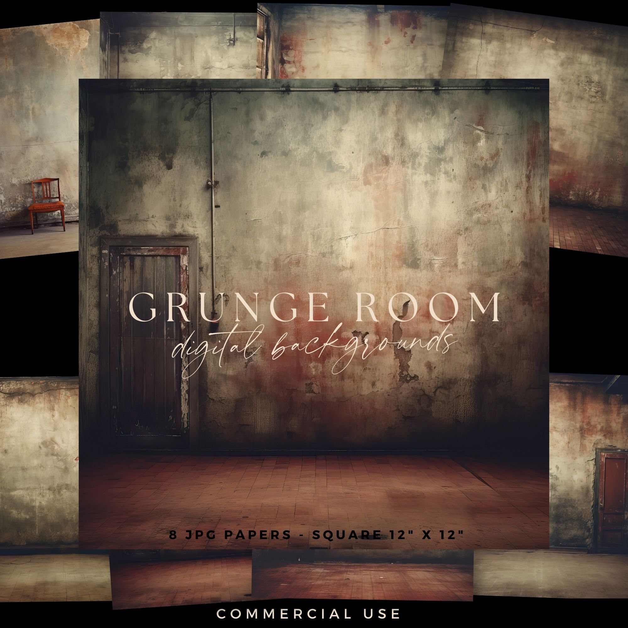 Grunge Studio Backdrop, Old Wall Digital Background, Urban Overlay ...