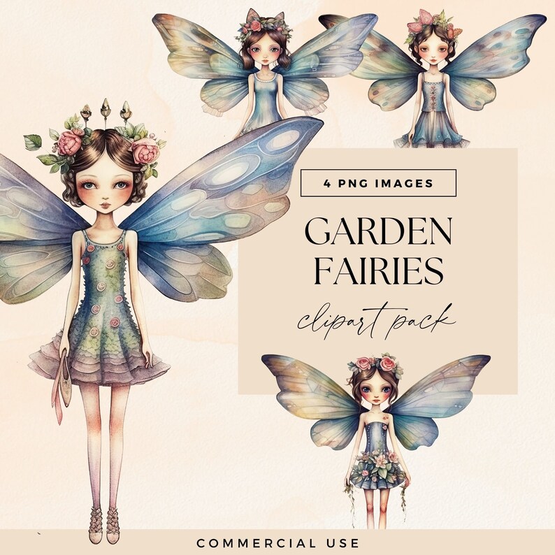 Garden Fairy Clipart Pack, Magical Flower Fairies Clip Art, Forest Fae Junk Journal, Fantasy ...
