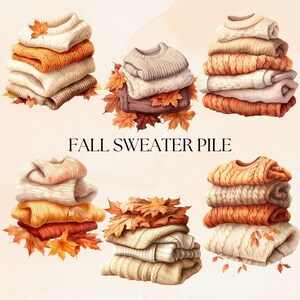 Fall Sweater Clipart Bundle, Autumn Leaves Sweater Clip Art ...