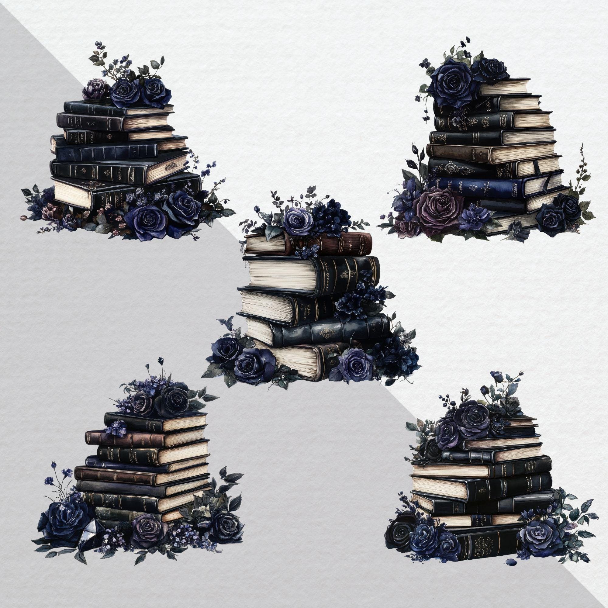 Gothic Book Stack Clipart Bundle, Transparent PNG, Bookpile Clip Art ...