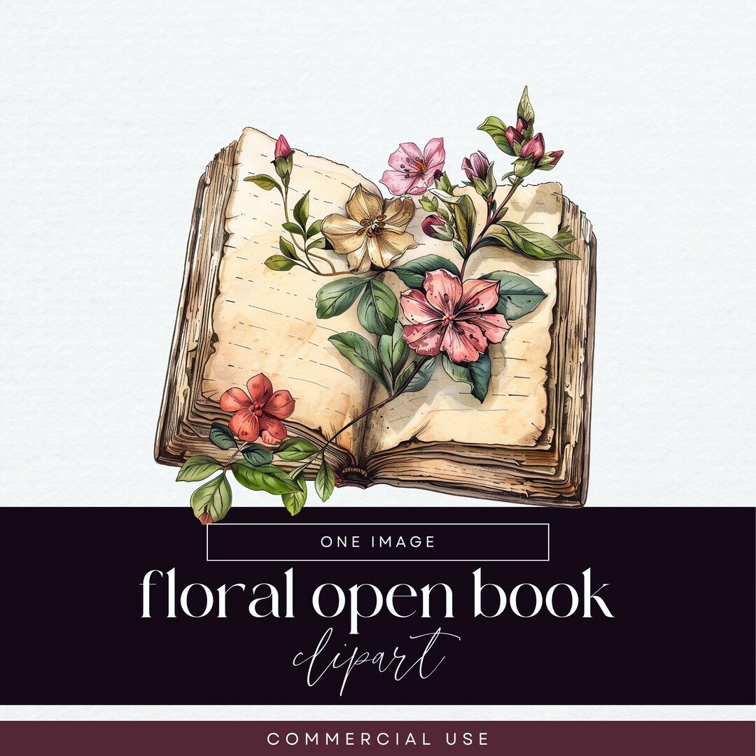 Flower Open Book Clipart, Reading Clip Art, Transparent PNG, Floral ...