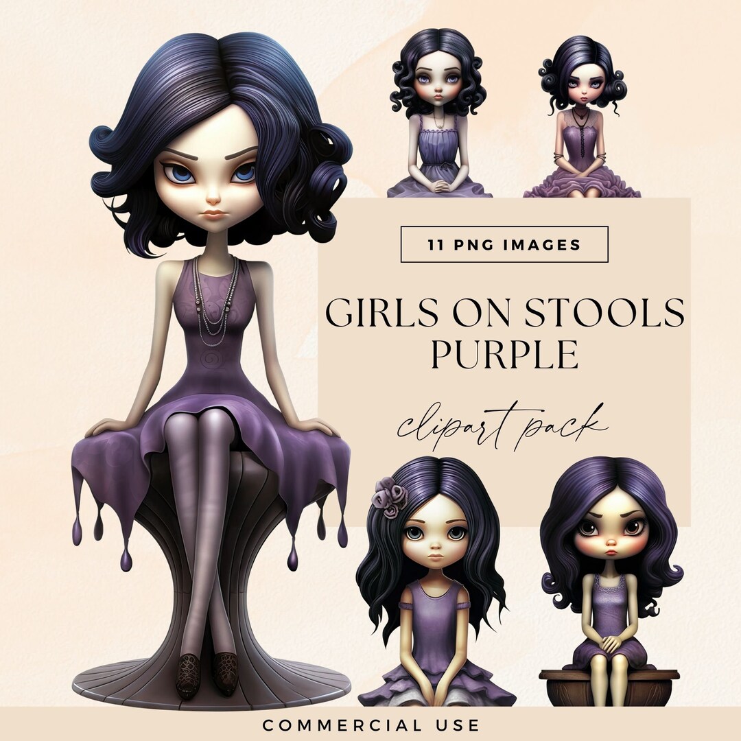 Gothic Doll Clipart, Transparent PNG, Creepy Girl Stool Clip Art, Junk ...
