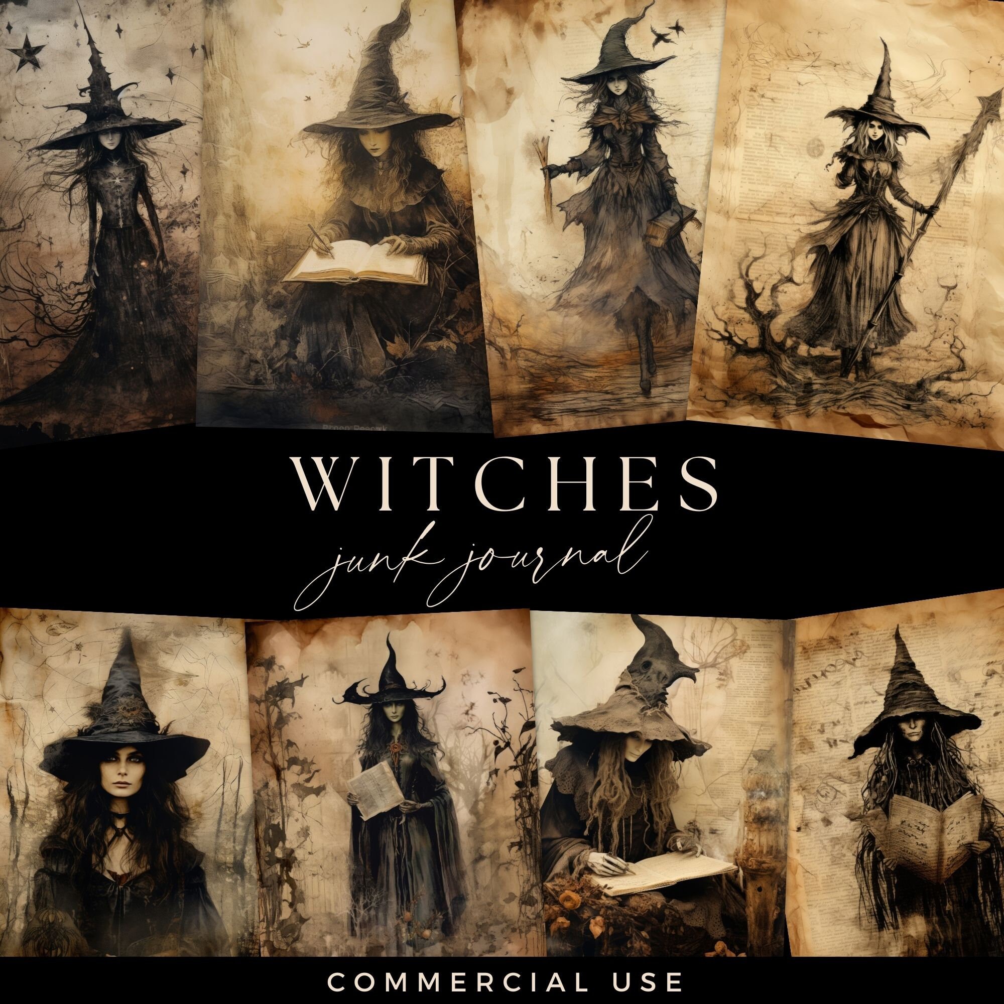 Witch Junk Journal Printable, Vintage Witchcraft Scrapbooking Paper ...