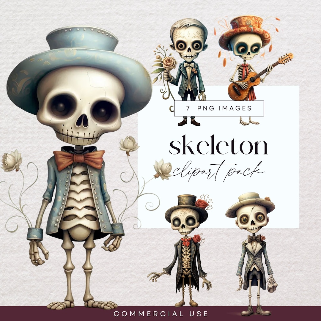 Silly Skeleton Clipart, Transparent PNG, Creepy Clip Art, Spooky Junk ...