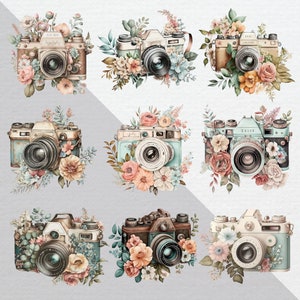 Floral Camera Clipart, Photography Clip Art, Transparent PNG, Vintage ...