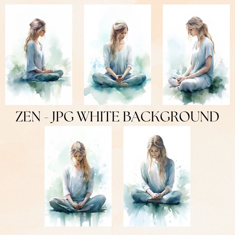 Meditation Clipart Pack, Girls Yoga Clip Art Bundle, Mindfulness Studio ...