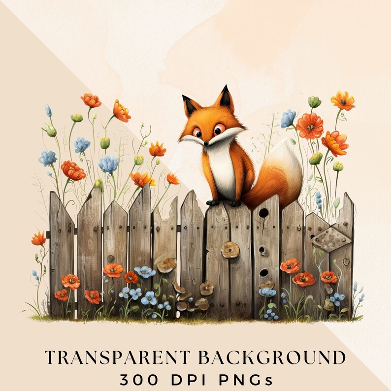 Whimsical Fox Clipart Bundle, Transparent PNG, Quirky Art, Cute Animals ...