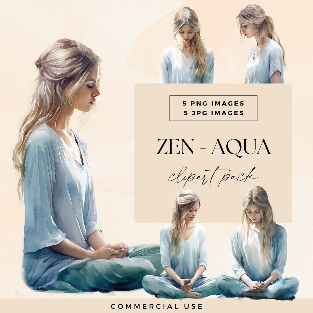 Meditation Clipart Pack, Girls Yoga Clip Art Bundle, Mindfulness Studio ...