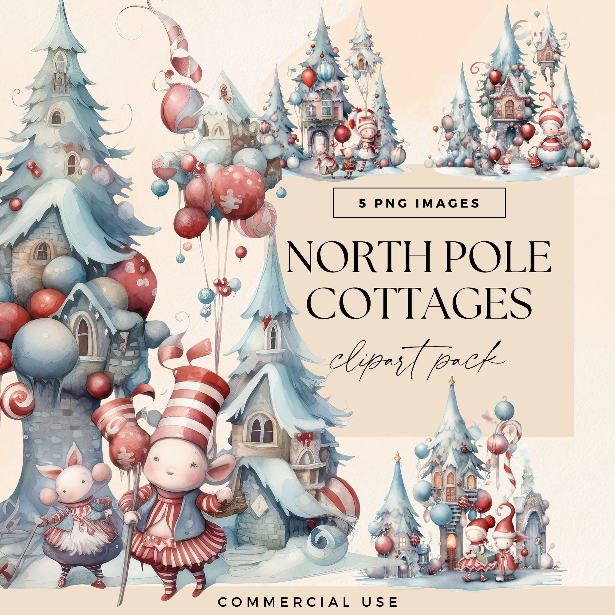 Christmas North Pole Clipart, Santa Cottage Clip Art, Winter House ...